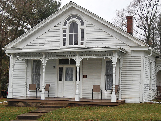 The T.C. Steele Boyhood Home stands as a pristine white testament to humble beginnings, where Indiana's famous landscape artist first dreamed in color.