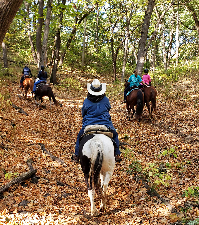 Horseback riding through autumn leaves beats any midlife crisis sports car you were considering buying.