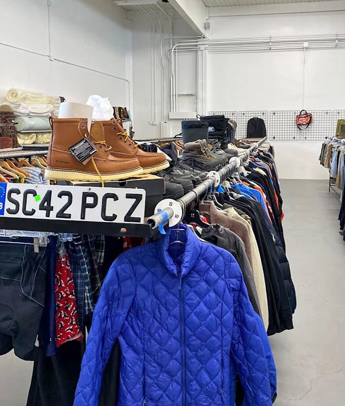 The clothing section&mdash;where that perfect blue quilted jacket waits patiently between forgotten neckties and gently-used boots.