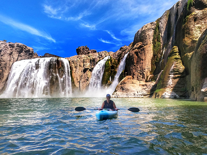 Adventure comes in blue&mdash;kayaking beneath the falls offers a perspective that turns spectators into participants. Talk about a front-row seat!
