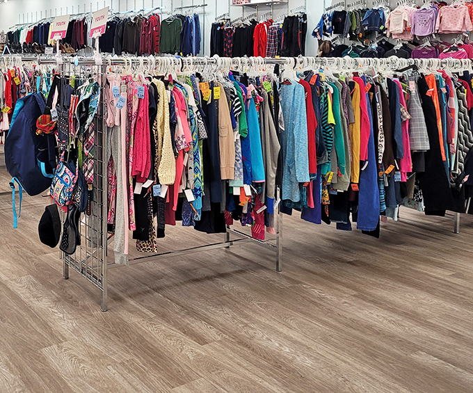 The children's clothing section explodes with color and possibility&mdash;where your little one's next favorite outfit costs less than a fancy coffee.