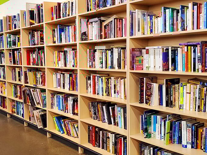 A bibliophile's dream that puts some bookstores to shame. These shelves hold forgotten bestsellers and obscure gems waiting for their next reader.