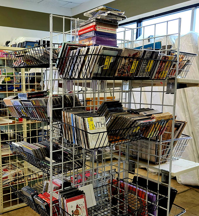 Vinyl records and vintage magazines offer time travel for less than the price of a latte. Music and memories stack up in these well-organized bins.