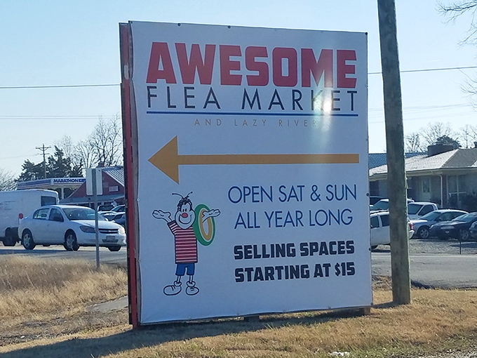 The sign doesn't mince words &ndash; it's awesome, it's open weekends, and at $15 per selling space, it's calling all entrepreneurs. 