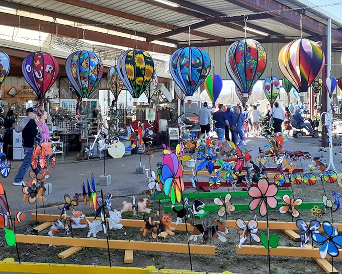 Hot air balloons and pinwheels create a carnival atmosphere in this corner of the market. Your garden's personality crisis can be solved right here.