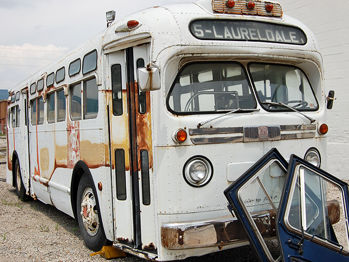 Not your average commuter vehicle! This vintage Laureldale bus reminds us that the Reading Company's reach extended beyond the rails.