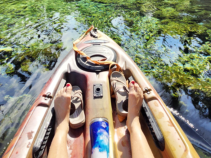 Paddling through crystal waters with your toes on display &ndash; it's like having your own glass-bottom boat, except you're the captain.