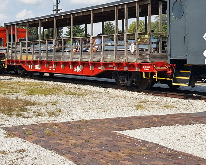All aboard! This open-air passenger car invites visitors to experience the wind-in-your-hair joy of rail travel, just as excursion riders did in the early 20th century.