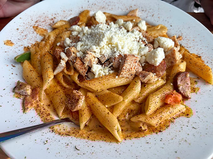 Pasta perfection with a sprinkle of feta that would make any Italian grandmother nod in respectful approval.