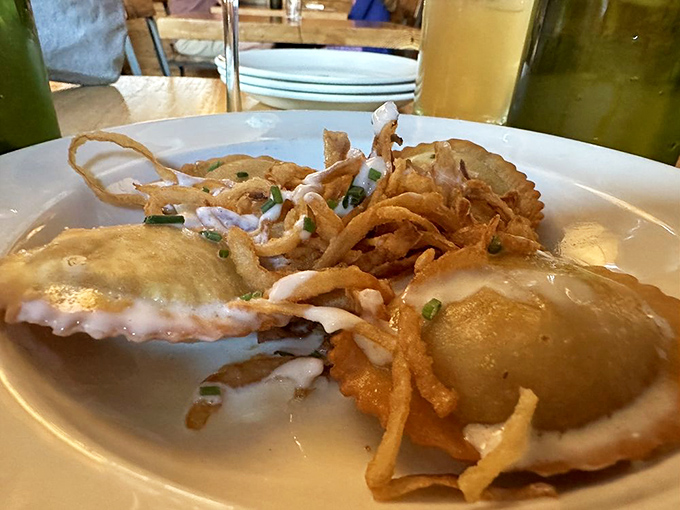 These aren't your grandmother's pierogies&mdash;unless your grandmother was a culinary genius who topped hers with crispy onions and a drizzle of heavenly sauce.