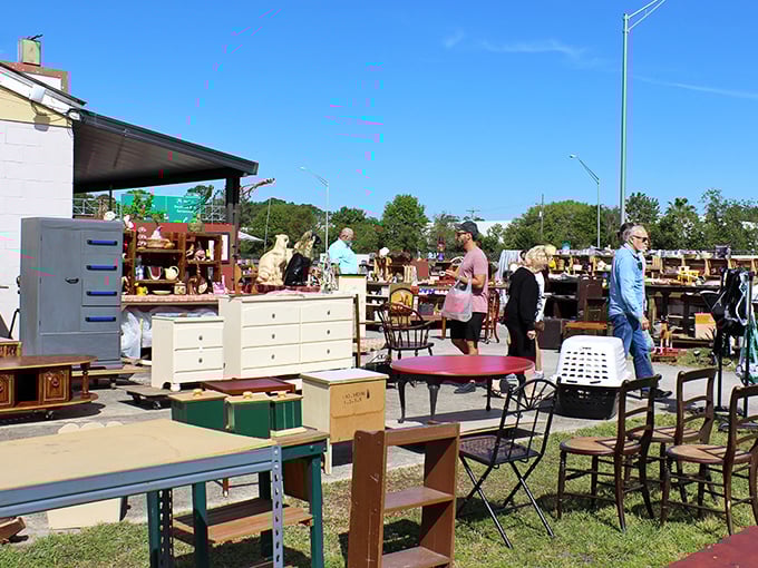 Furniture hunters in their natural habitat, stalking that perfect conversation piece that whispers, "I have stories to tell."