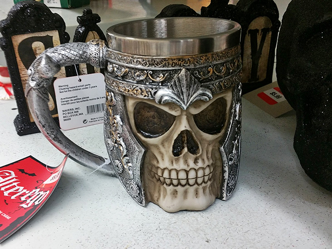 One person's "too macabre for the kitchen" is another's perfect morning coffee vessel. Medieval dining hall vibes for your Tuesday breakfast.