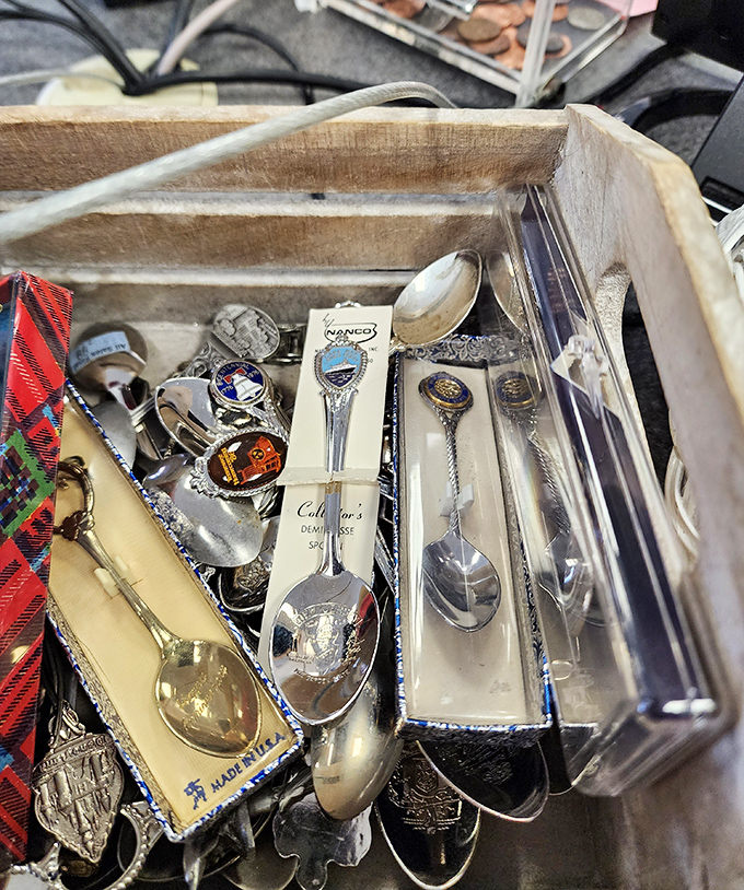 Someone's souvenir spoon collection became your potential decorating goldmine, complete with stories you'll never actually know.