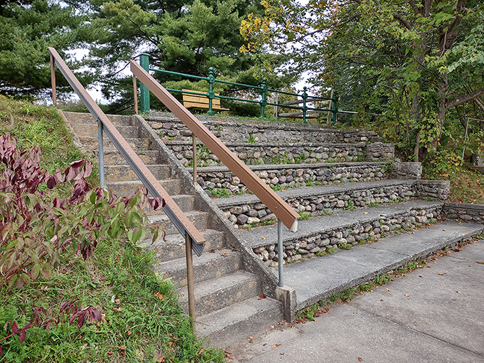 Stone steps ascending to... somewhere wonderful. These rustic stairs have witnessed generations of excited children racing upward and tired adults catching their breath.