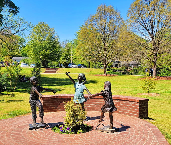 Childhood frozen in bronze &ndash; these playful sculptures bring whimsy to the garden's open spaces, reminding us that joy is ageless and sometimes best expressed through dance.