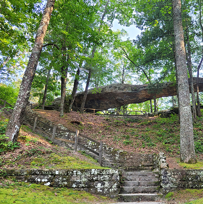 Stairway to heaven? Not quite, but these moss-kissed stone steps leading to Natural Bridge feel spiritually significant after that uphill climb.