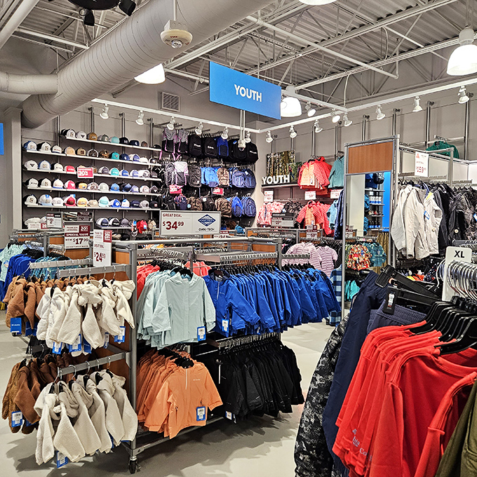 Inside Columbia, where the youth section promises to transform your kids into mini outdoor adventurers &ndash; or at least dress them like ones.