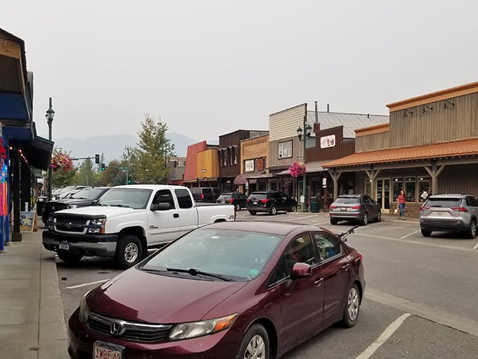 Colorful storefronts and mountain views create Whitefish's signature blend of rustic elegance – like your favorite flannel shirt paired with designer jeans.