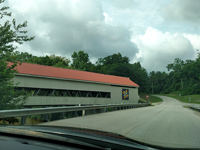 From this angle, the bridge stretches like a wooden tunnel into the past. Its length impressive, its craftsmanship even more so. 