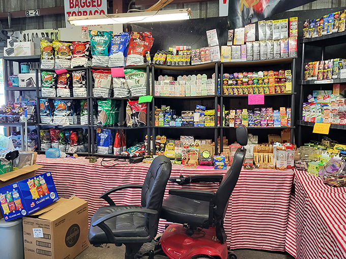 The convenience store section feels like stepping into a time capsule&mdash;complete with everything from tobacco products to nostalgic candy brands.