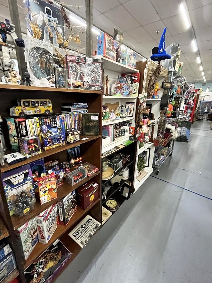 A collector's paradise where childhood memories are stacked floor to ceiling, waiting to trigger that "I had that!" moment.