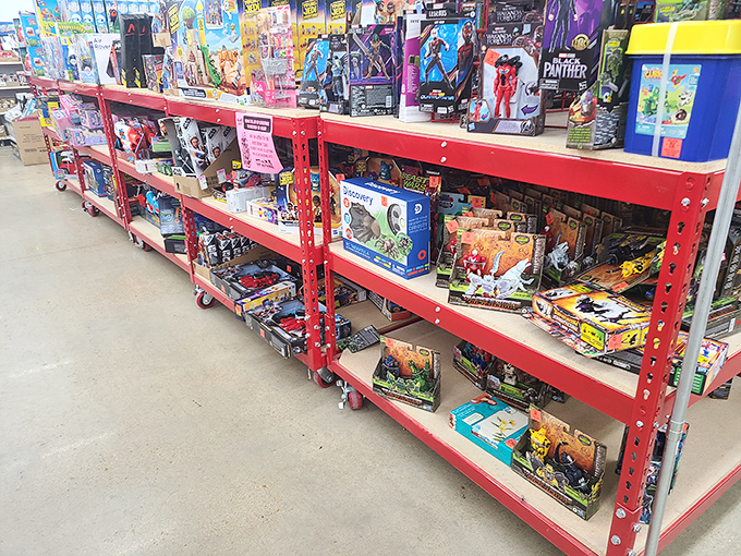 Toy paradise where parents become heroes without emptying college funds. Marvel meets bargain bin in a collision of childhood dreams.