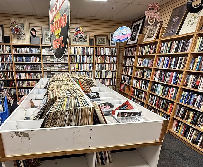 The vinyl record department: where musical treasures and literary adventures coexist in perfect harmony for culture vultures.