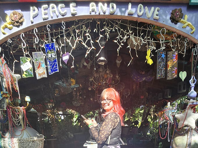 "Peace and Love" isn't just a sign—it's the underlying philosophy of this magical space where creativity flows as freely as Florida sunshine.