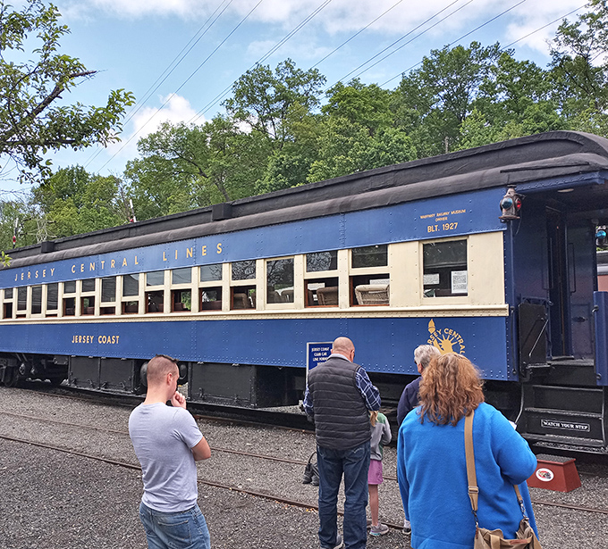 All aboard the Jersey Central Lines passenger car! These vintage coaches offer a glimpse into the elegant era when train travel was the sophisticated way to journey.
