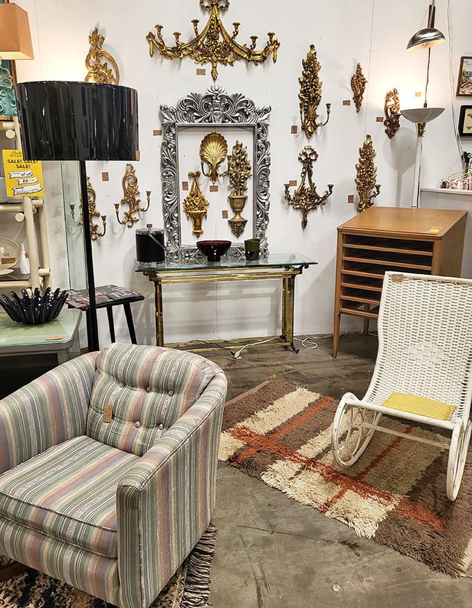 Baroque meets boutique in this golden corner. These wall sconces could make even a fast food joint feel like Versailles.