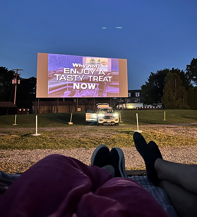 Why not enjoy a tasty treat now? Indeed! The intermission ritual that's as essential to drive-in culture as the films themselves.