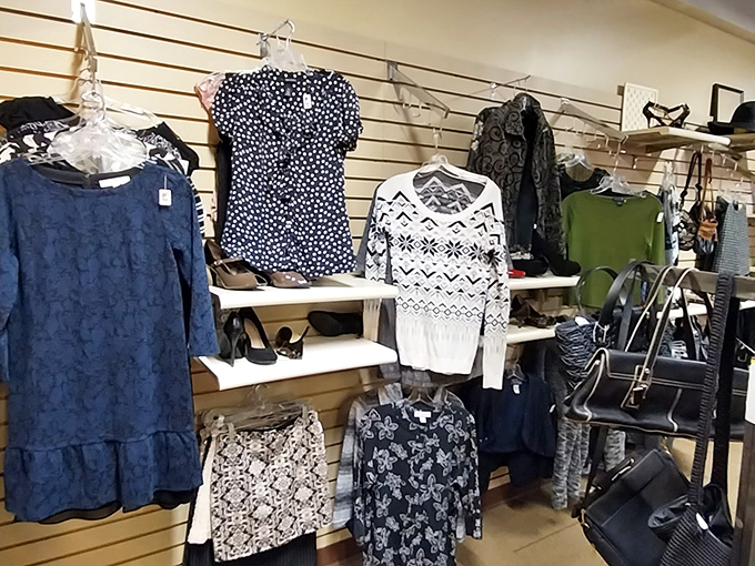 Women's clothing displays patterns from every decade, proving fashion really does come full circle eventually.