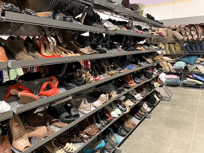 Shoe paradise! From barely-worn Nikes to those perfect vintage boots, this footwear section offers more options than Imelda Marcos could dream about.