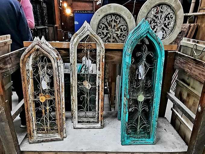 These gothic arch window frames aren't just architectural salvage&mdash;they're portals to another time. The turquoise one is practically begging to become your statement wall piece.