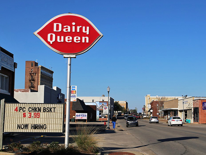 Andalusia's downtown might be small, but that Dairy Queen sign promises sweet treats at small-town prices.