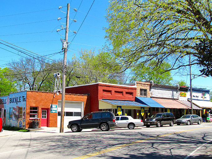 Bell Buckle's shops huddle together like old friends sharing secrets over coffee and cornbread. 