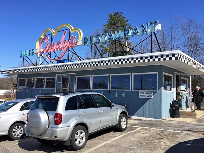 Cindy's blue-and-white facade stands proud against clear skies&mdash;a roadside landmark that's outlasted countless food trends and fads.