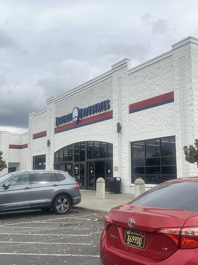 Deseret Industries' crisp white exterior gives no hint of the bargain bonanza waiting just beyond those doors.