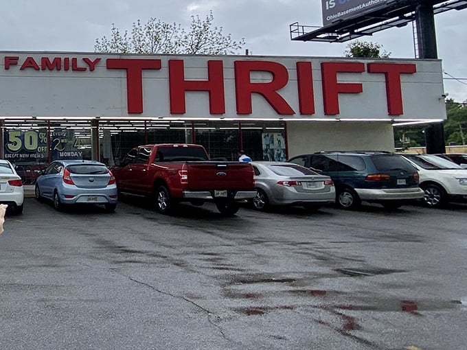When a thrift store needs letters this big, you know they're not messing around inside.