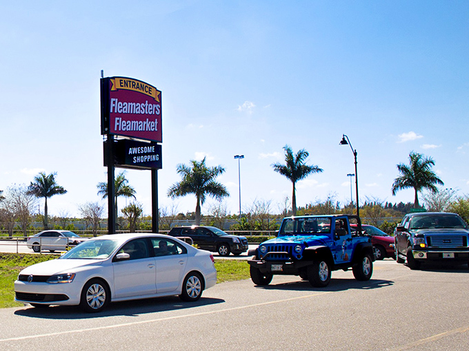 "Awesome Shopping" is no exaggeration! Fleamasters' welcoming sign stands like a promise in the Florida sunshine, beckoning treasure seekers from miles around.