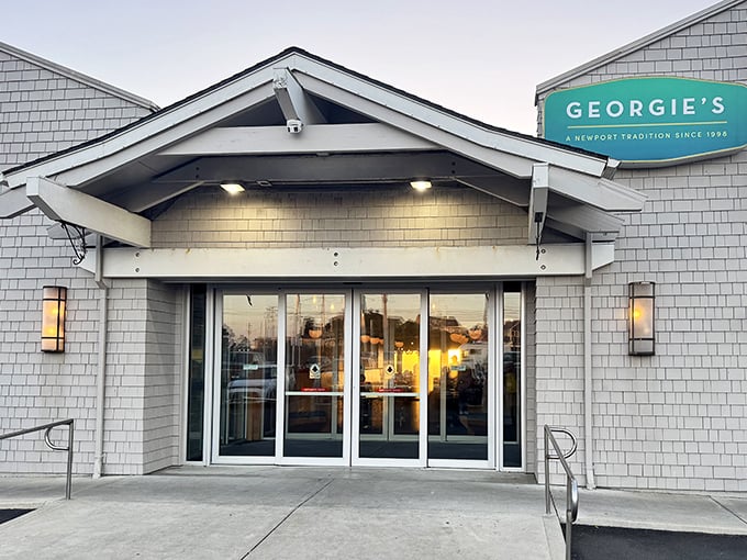 Georgie's modern exterior promises upscale seafood with those million-dollar ocean views. Beachside dining never looked so inviting!