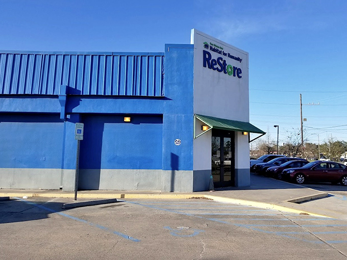 Bold blue meets community spirit at this ReStore, where home improvement dreams get a second chance at life.