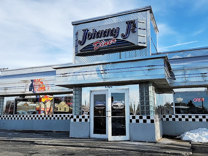 Johnny J's chrome exterior gleams like a 1950s time capsule&mdash;Elvis would feel right at home in this silver palace of pancakes.