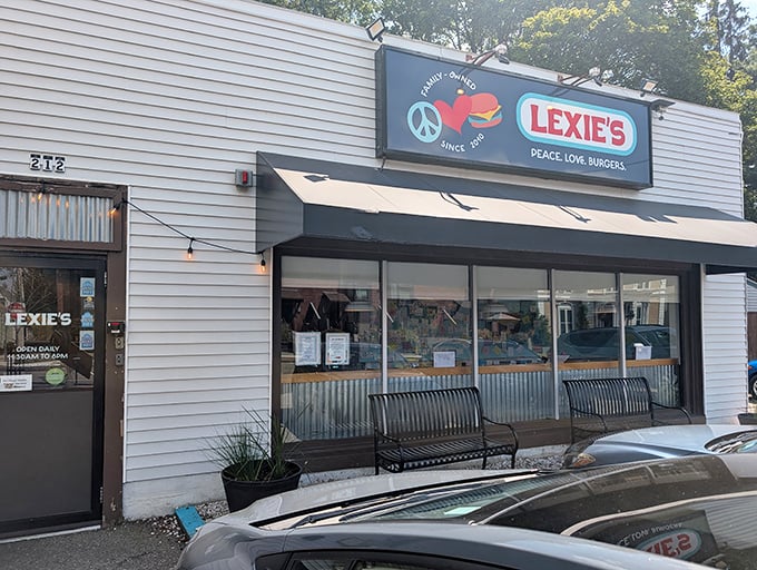 Lexie's "Peace, Love, Burgers" philosophy is written right on the sign &ndash; a mantra we should all live by.