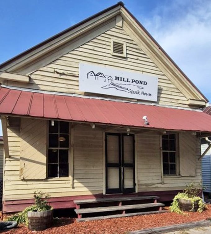 Mill Pond Steakhouse looks like your grandpa's fishing cabin, if your grandpa secretly graduated from culinary school.
