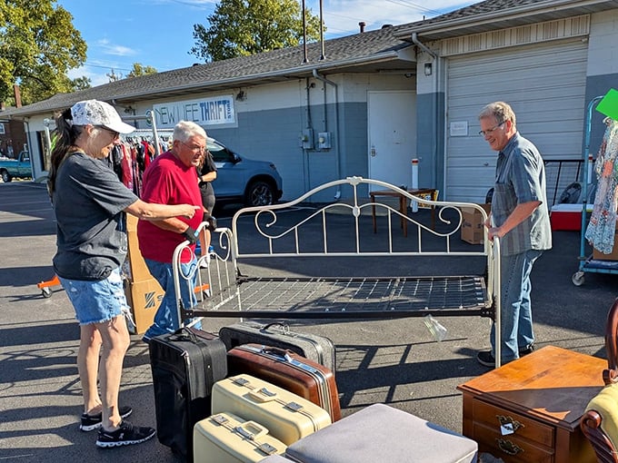 Three thrifters, one metal bed frame, and the shared joy of finding exactly what you didn't know you needed.