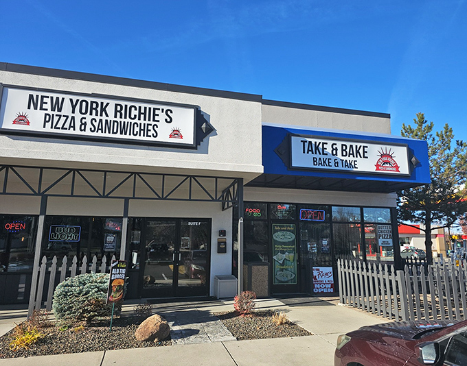 New York Richie's keeps it simple: great pizza, no fuss. That "Take & Bake" sign is speaking my love language!