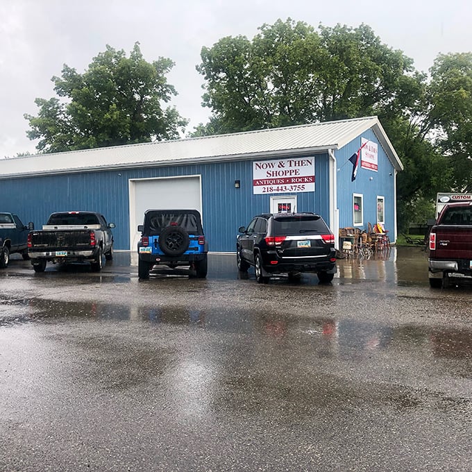 The Now and Then Shoppe looks modest outside, but inside awaits a wonderland of vintage rainbow glassware.