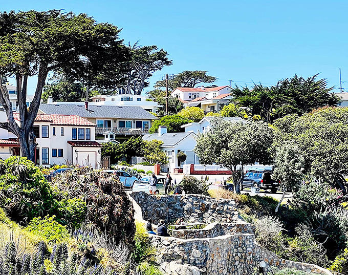 Tucked into the hillside with views of the ocean, this neighborhood is a beautiful blend of Spanish Revival architecture and iconic cypress trees.