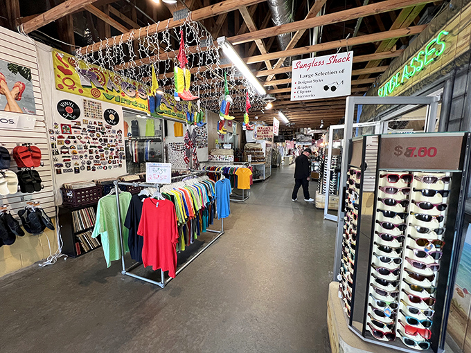 Sunglasses galore! This colorful display offers protection from Florida's famous sunshine while adding a dash of style to your treasure hunt.